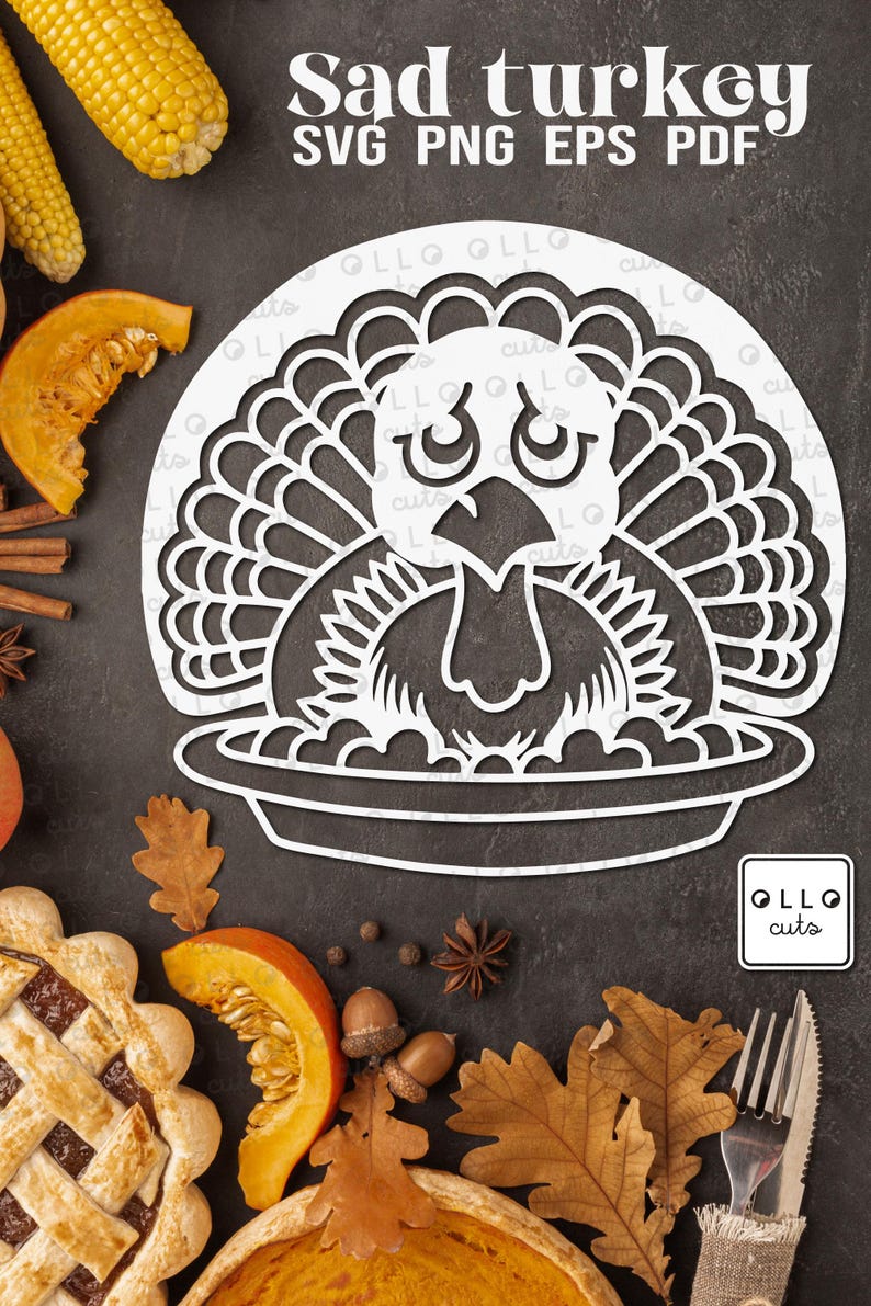 Crying Turkey SVG – Sad Thanksgiving Turkey Papercut Template for ...