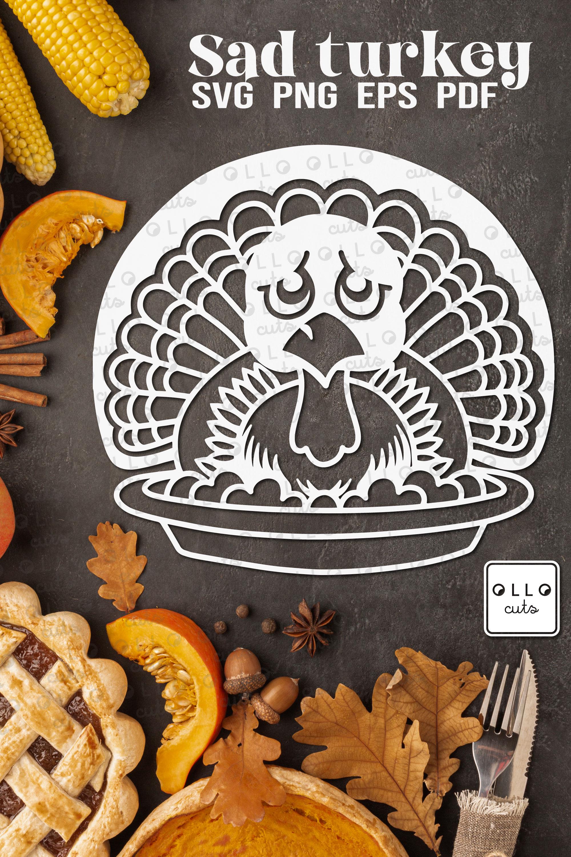 Crying Turkey SVG – Sad Thanksgiving Turkey Papercut Template for ...