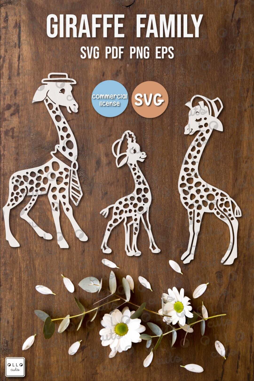 Giraffe Family SVG Cutout. One-piece Paper Cut Design. Giraffe Mom ...