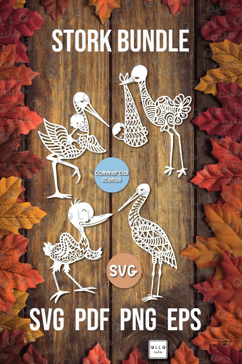 8x Stork SVG Bundle: Hand-drawn Baby Shower Decor (digital Download) - Etsy