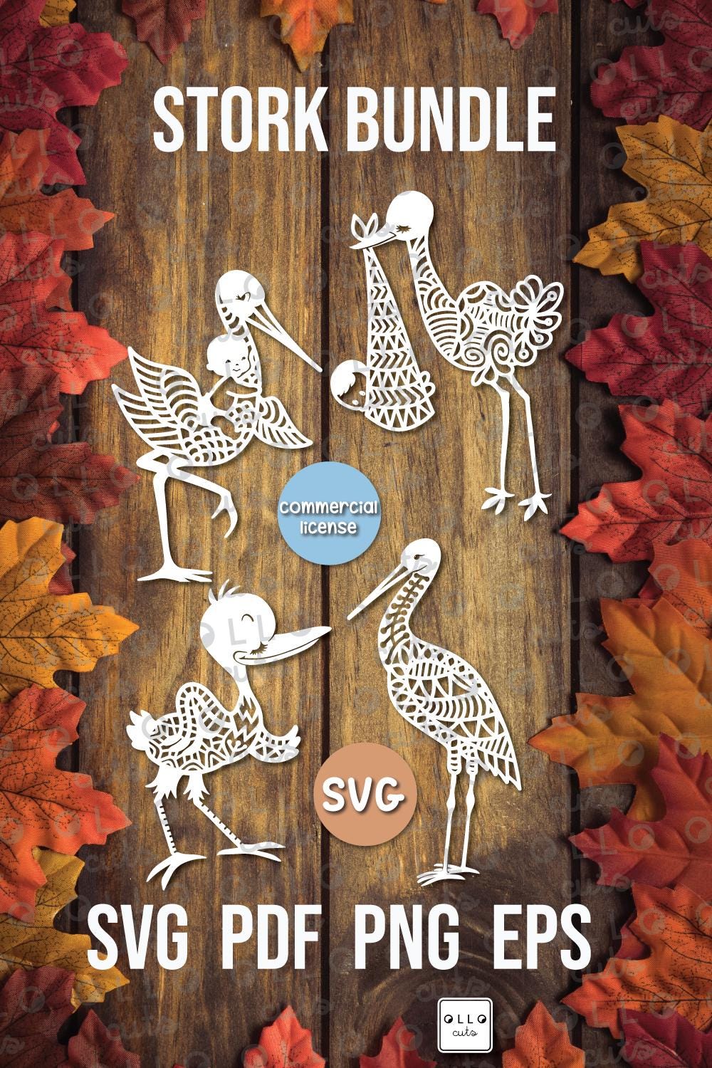 8 Stork SVG Bundle - Designs for Cricut & Paper Cutting. Baby Shower ...