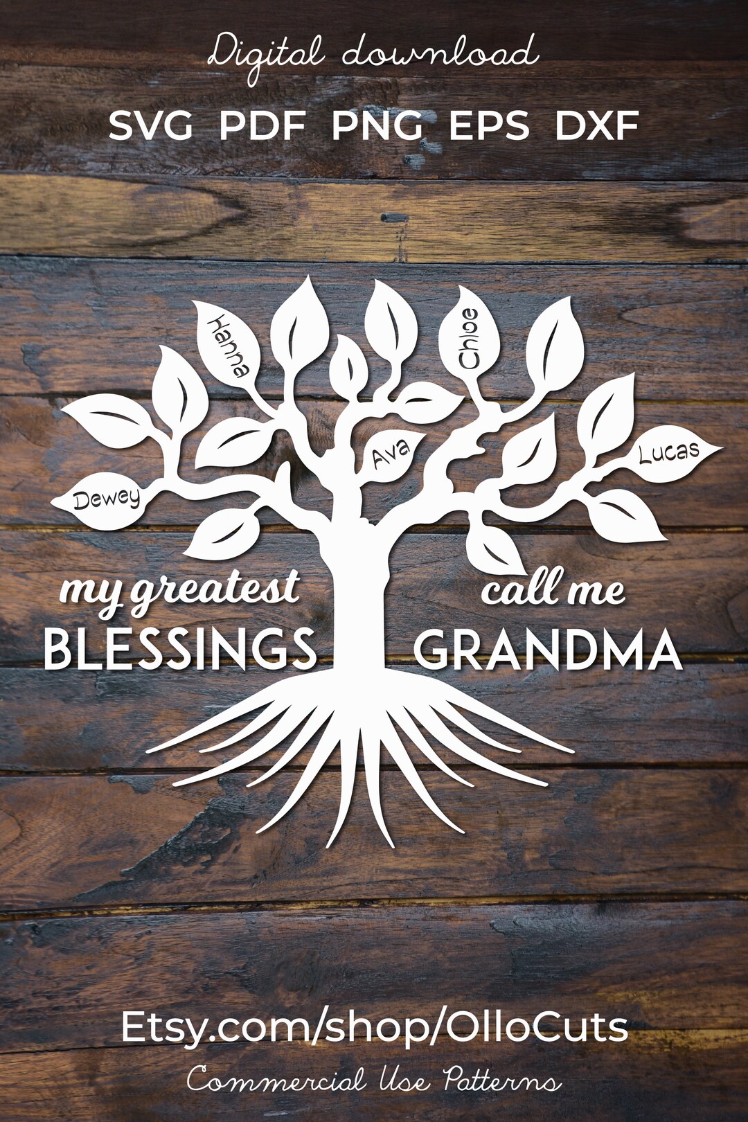 Grandma Blessings Tree Svg, My Greatest Blessings Call Me Granny Svg ...