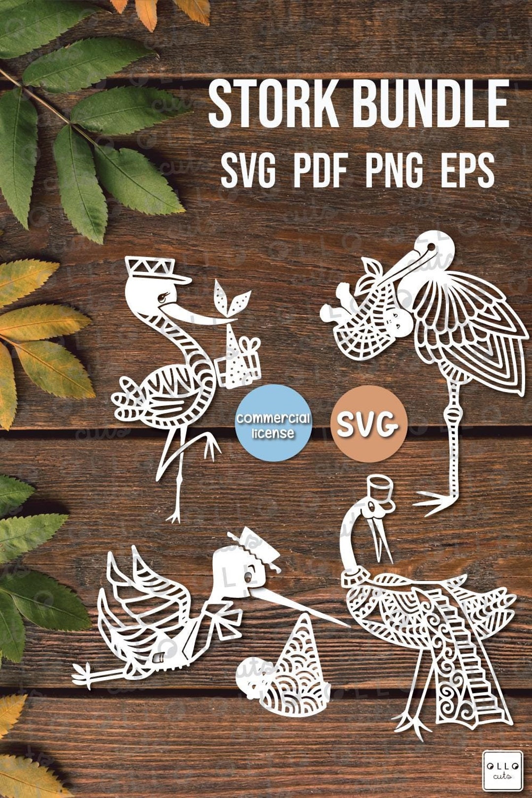 8 Stork SVG Bundle - Designs for Cricut & Paper Cutting. Baby Shower ...