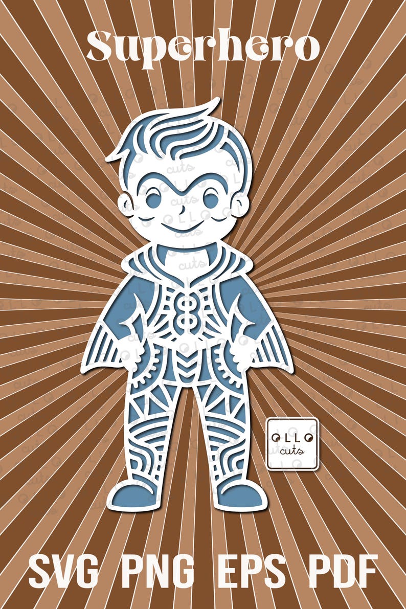 Superhero SVG Templates: Boy & Girl Hand-drawn Vectors (digital ...