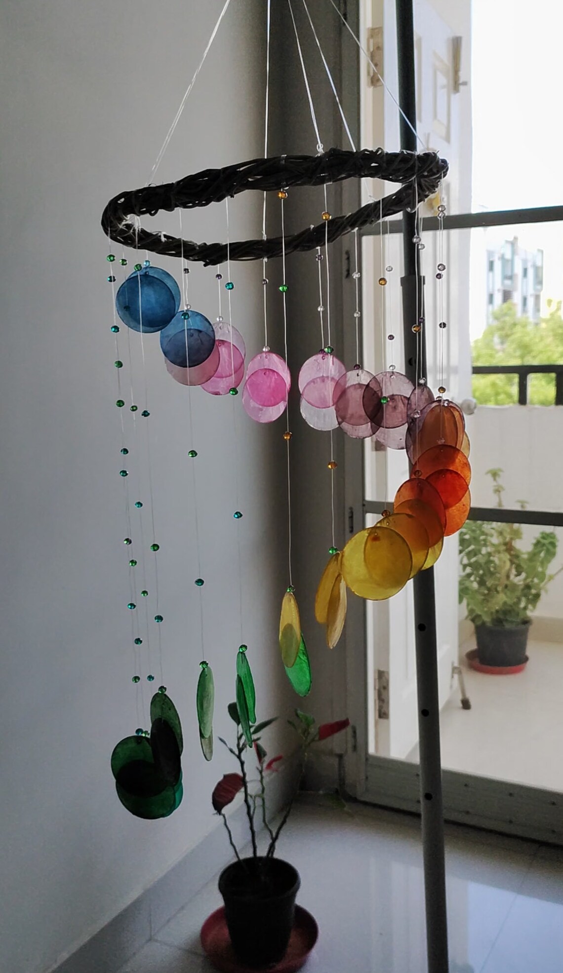 Multicolored Capiz Shell Windchimes, Capizshell, Handmade, Windchime ...