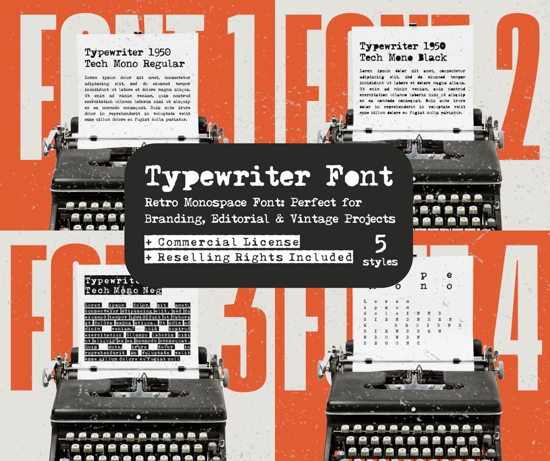 Retro Tech Mono Font – Classic 1950s Typewriter Style Typeface ...