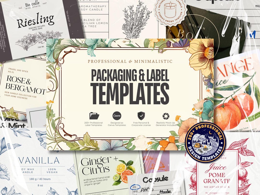 Minimalist & Professional Packaging Label Templates Bundle With Resell ...