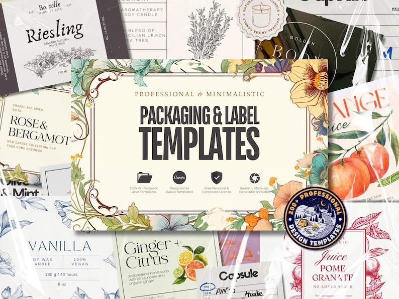 Minimalist & Professional Packaging Label Templates Bundle With Resell ...