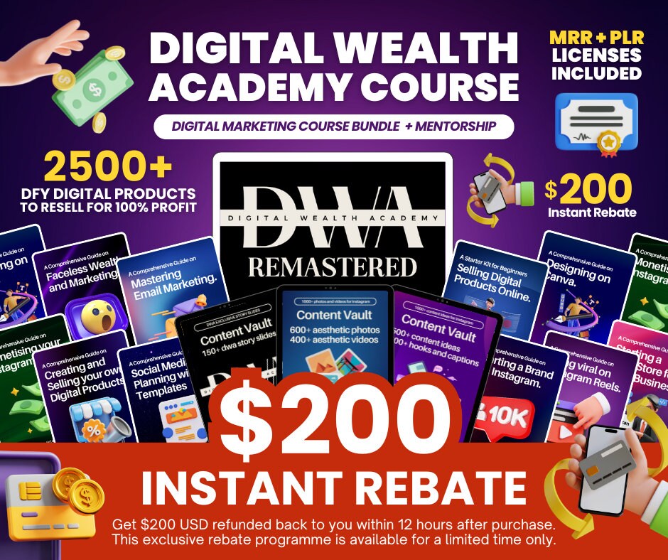 Digital Wealth Academy REMASTERED Course With 2500 MRR Products ...