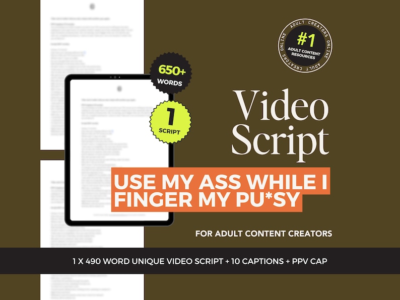 Use My Ass While I Finger My Pussy Script With PPV CAPS, Captions & Games Onlyfans, Fansly ...