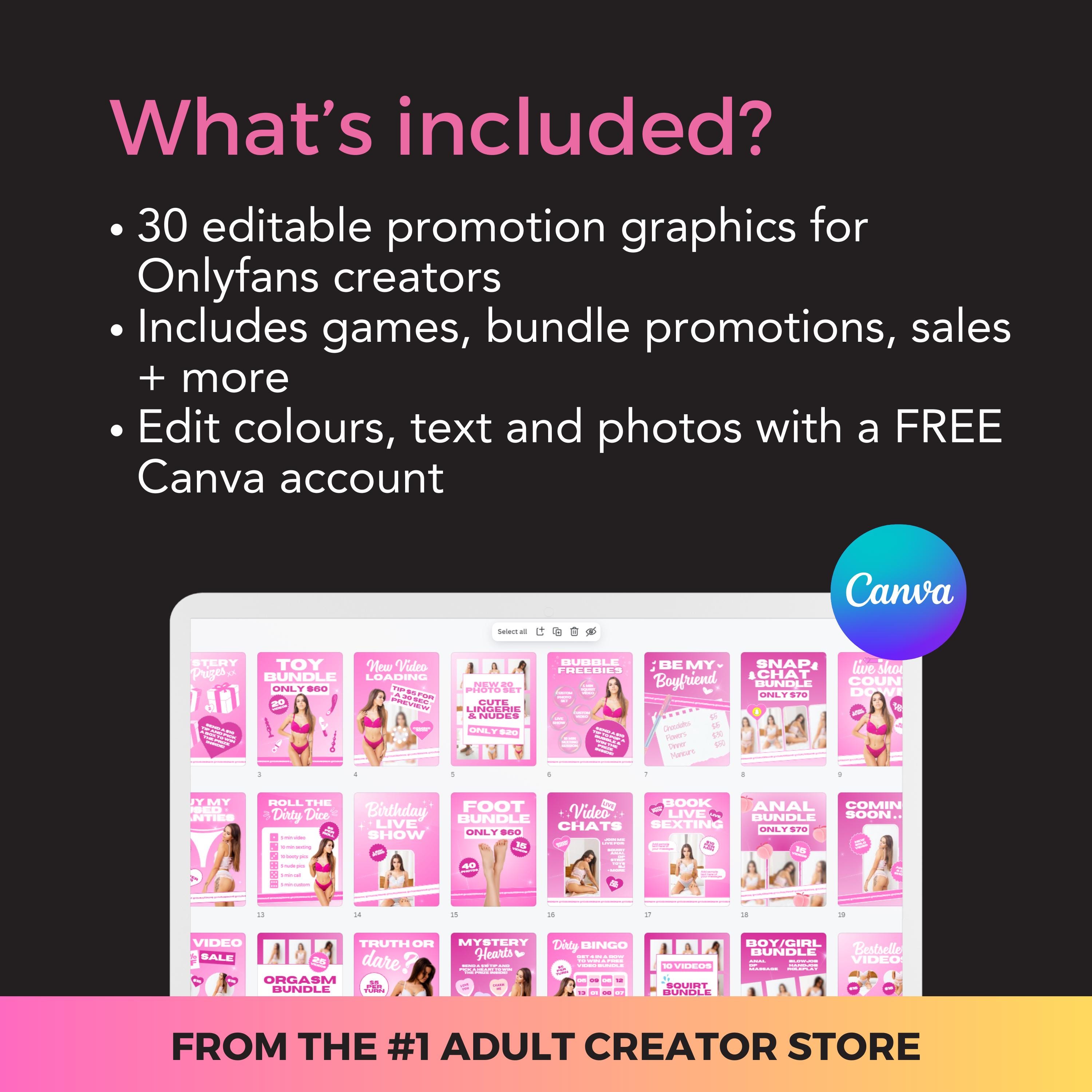 Onlyfans Promotion Graphics: 30 Editable Designs for Creators, Games ...