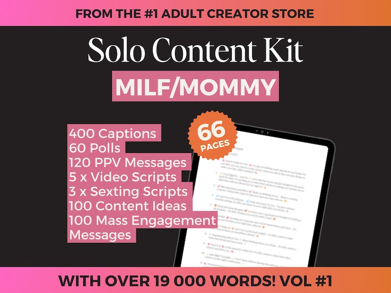 Onlyfans MILF MOMMY Content Kit - 400 Captions, 80 Polls, 5 Video, 3 Sexting Scripts, 100 ...