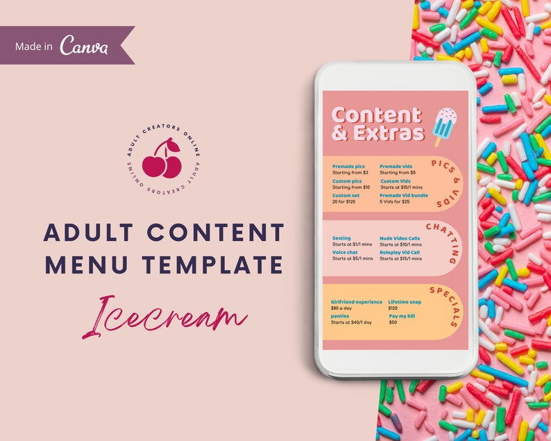 Onlyfans Tipping Menu Template Adult Content Menu Canva - Etsy Canada