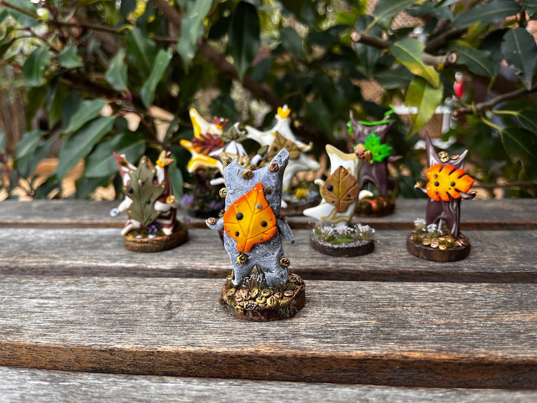 Korogu / Korok Figurine, Handmade in Polymer Clay on Wooden Log Series ...