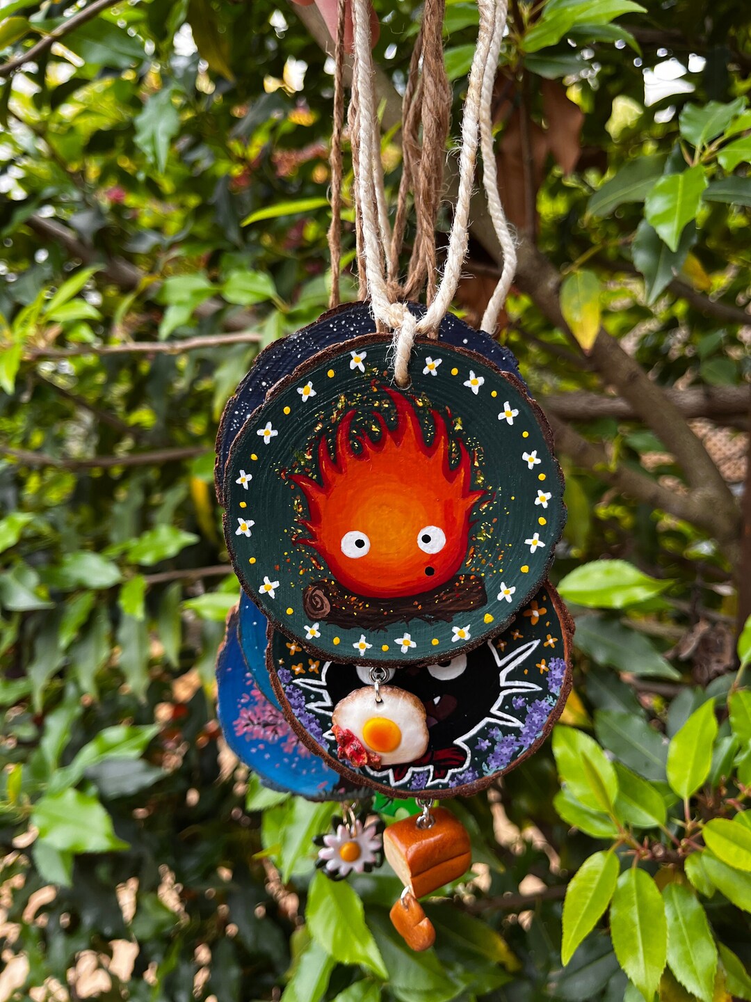 Wooden Pendants With Hand-painted Ghibli Charms and Others - Etsy