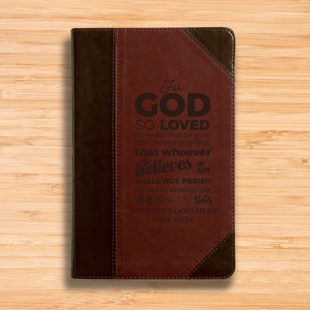 Personalized Bible – Brown Faux Leather ESV, Custom Bible Verse Full ...