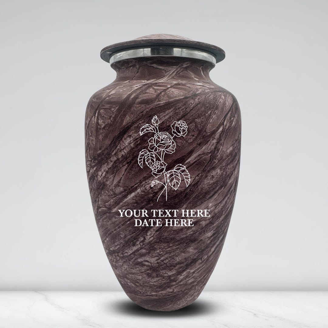 Personalized Memorial Floral Design Soft Finish Large Cremation Urn ...