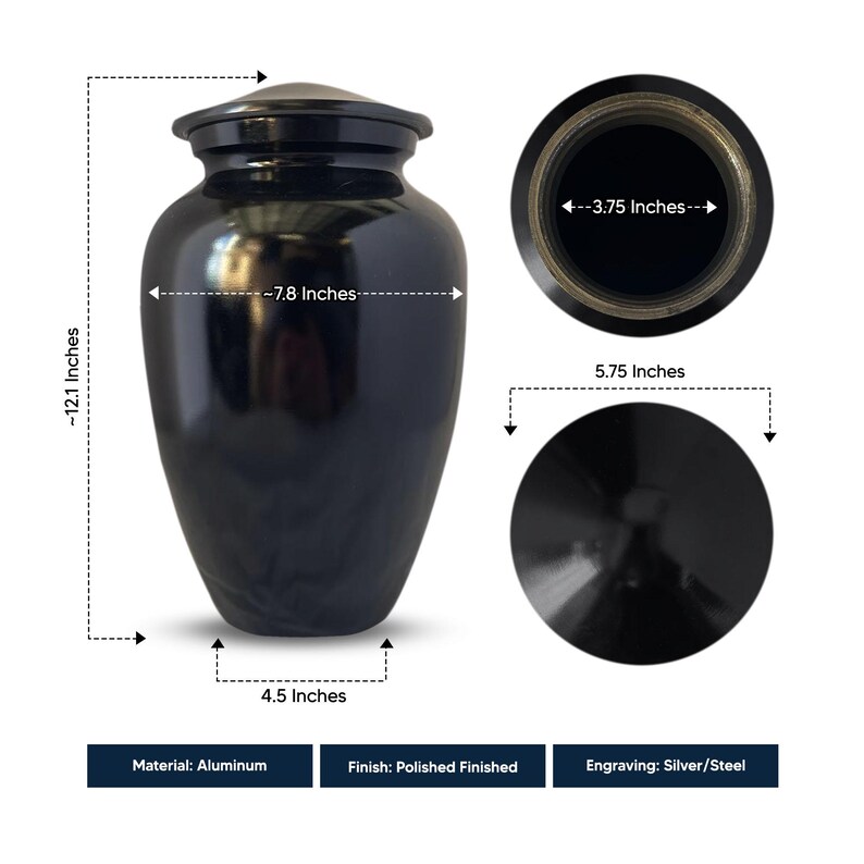 Personalized Extra Large Urn for Human Ashes Laser Engraved Aluminum ...