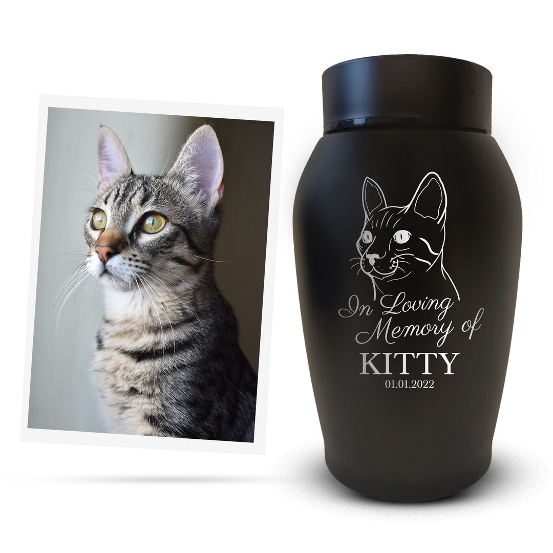 Personalized Pet Urn With Portrait for Cat Memorial Pet Urn With Photo ...