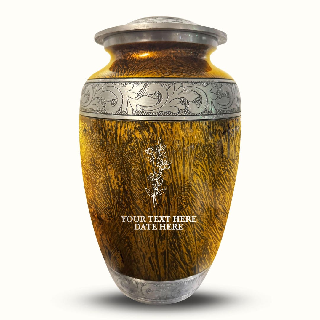 Personalized Floral Design Cremation Urn for Human Ashes, Elevate ...