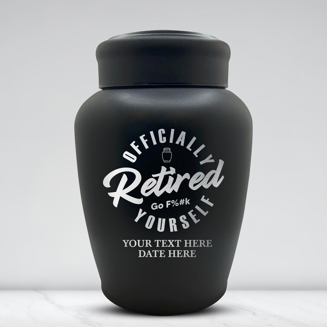 Engraved Funny Office Humor Cremation Urn, Black Stainless Steel ...