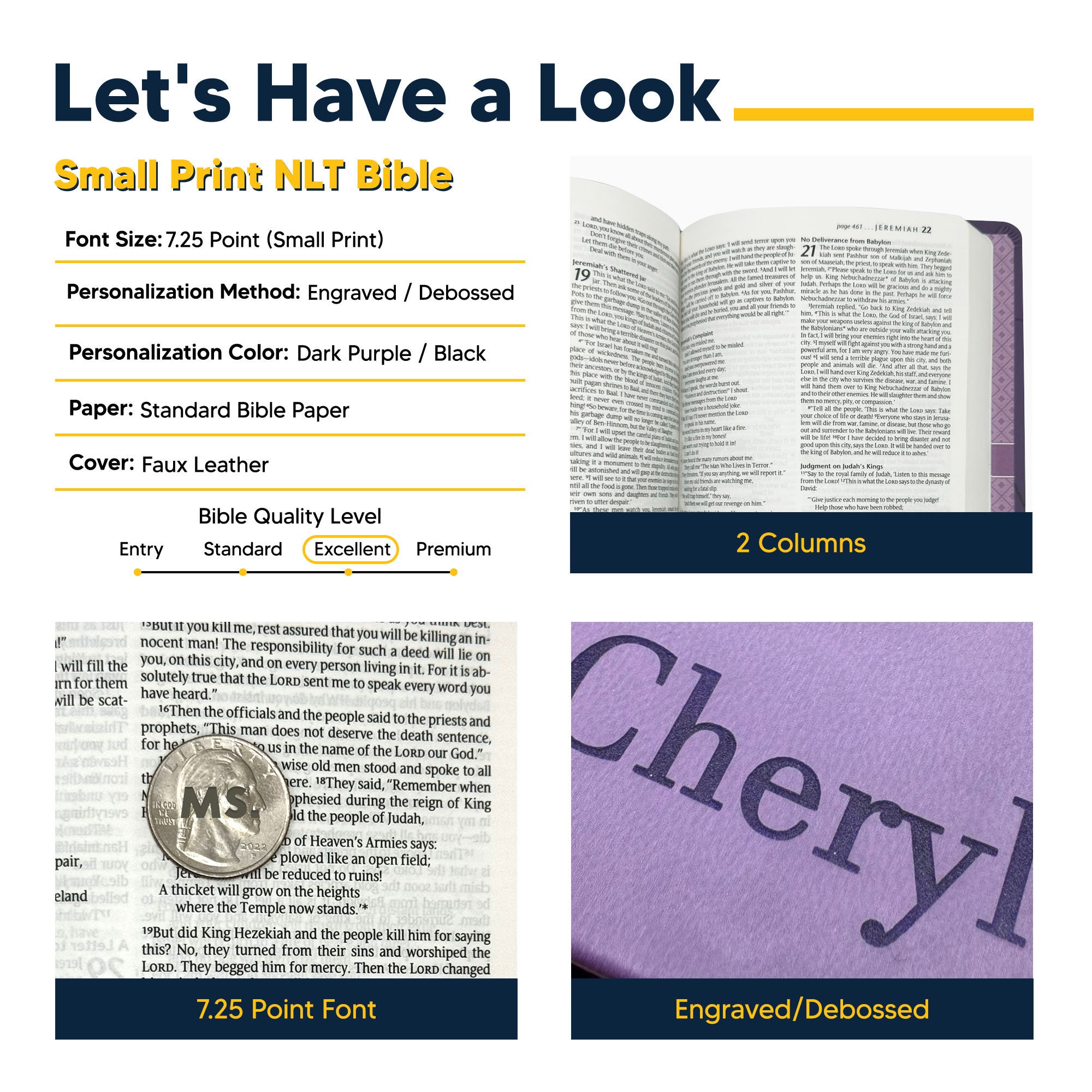 Personalized NLT Bible New Living Translation, Small Print Bible With ...
