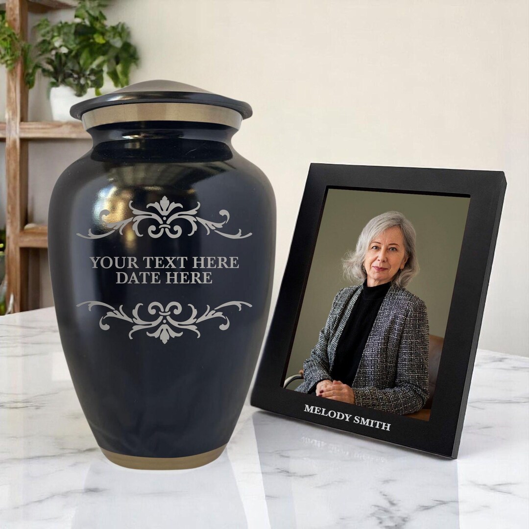 Custom Urn for Loved Ones, Personalized Memorial Swirl Urn and Wooden ...