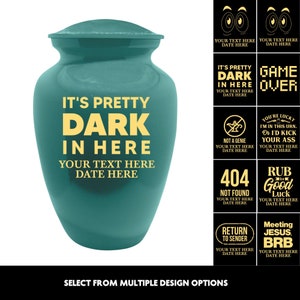 Personalized Urns for Human Ashes, Laser Engraved Brass Keepsake Urn for Adults, Funny Design ...