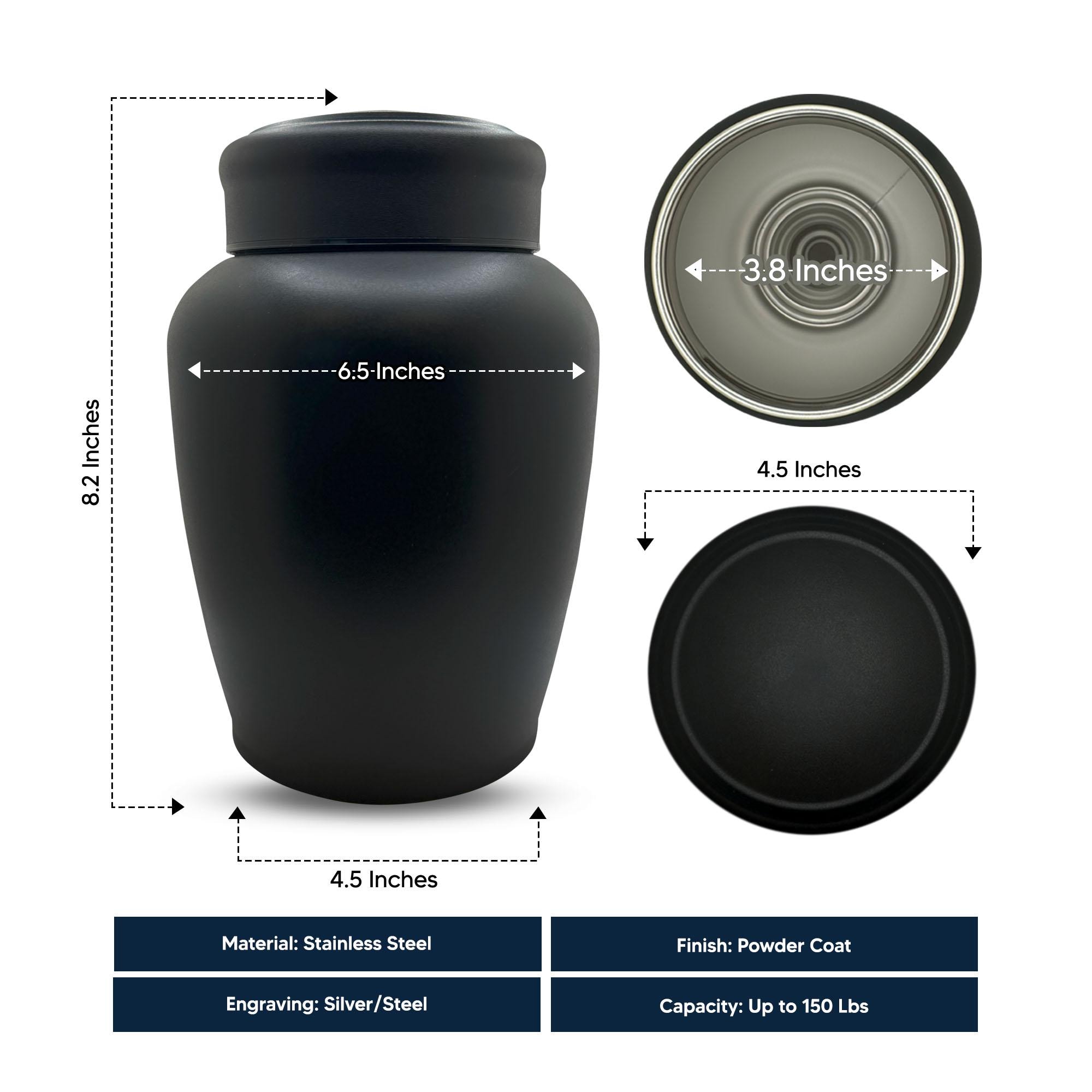 Funny Quote Cremation Urn, Silver Engraved Black Stainless Steel ...