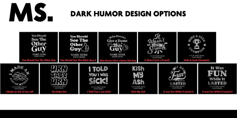 Custom Dark Humor Quotes Design Silver Engraved Black Cremation Urn in ...