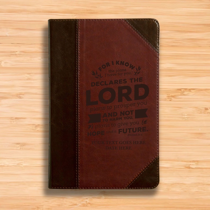 Personalized Bible – Brown Faux Leather ESV, Custom Bible Verse Full ...