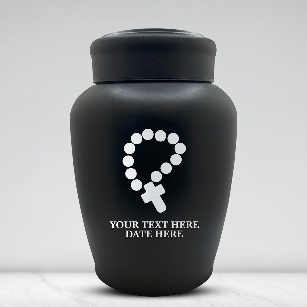 Custom Black Powder Finish Urns for Adult Ashes Funeral, Personalized ...