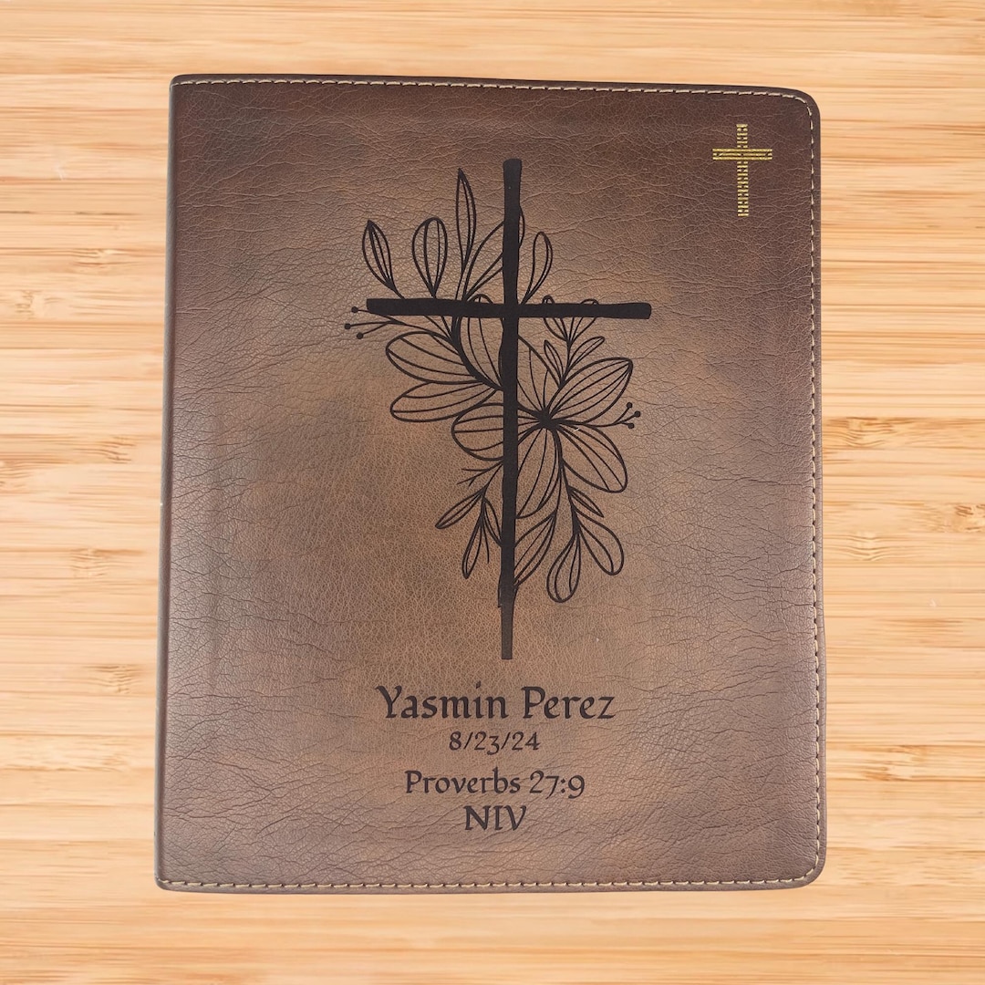 Floral and Cross Design Personalized NIV Bible - Lined Wide Margin ...