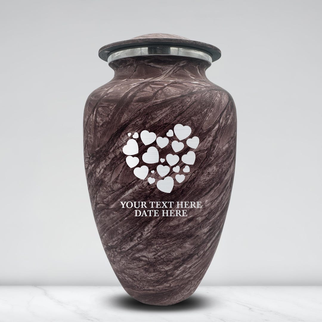 Personalized Memorial Cremation Urn, Heart Design, Engraved Aluminum ...