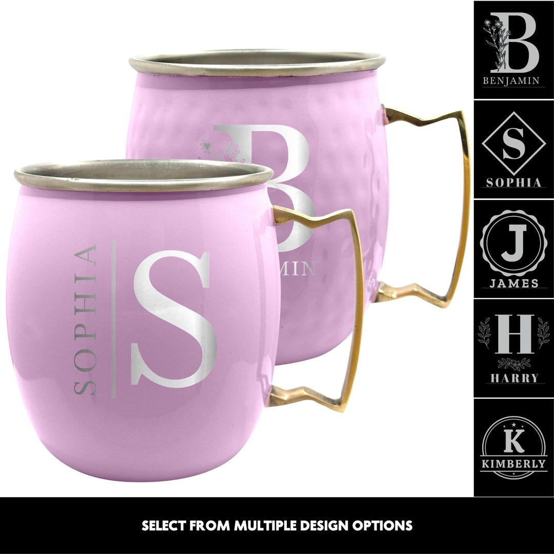 Personalized Moscow Mule Mug Pink Custom Engraved Mug, 18 Oz Smooth and ...