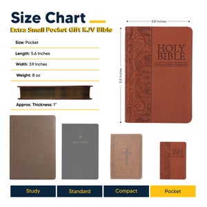 Personalized KJV Pocket Bible King James Version, Mini Pocket On-the-go Bible With Toffee Brown ...