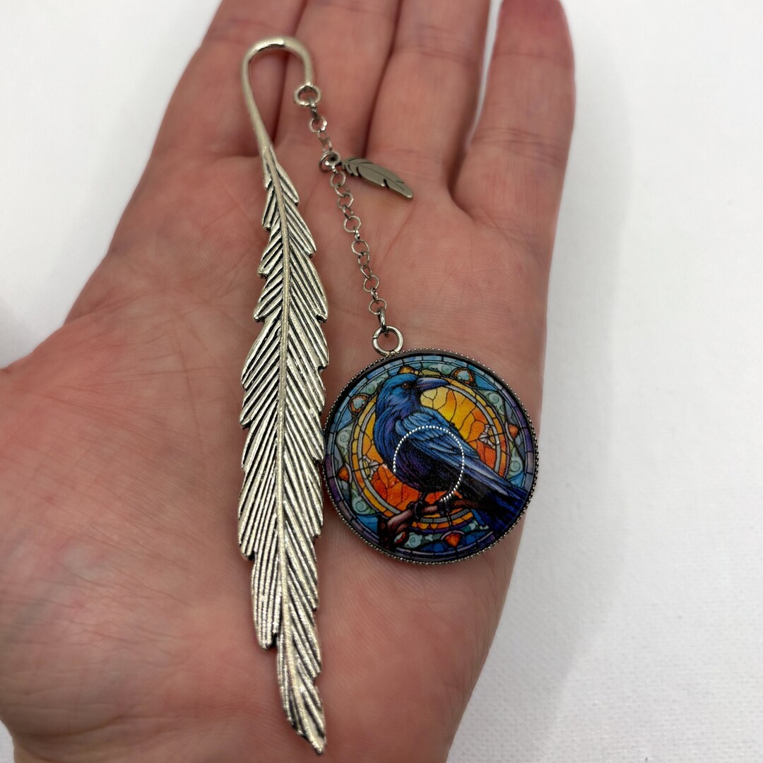 Raven Bookmark, Feather Bookmark, Stained Glass Raven Bookmark, Gift ...