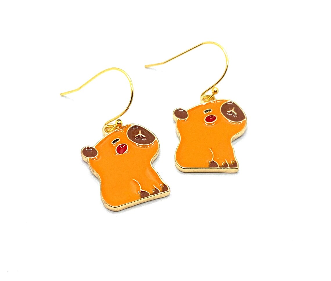 Capybara Jewelry, Capybara Earrings, Enamel Capybara Earrings, Gift for ...