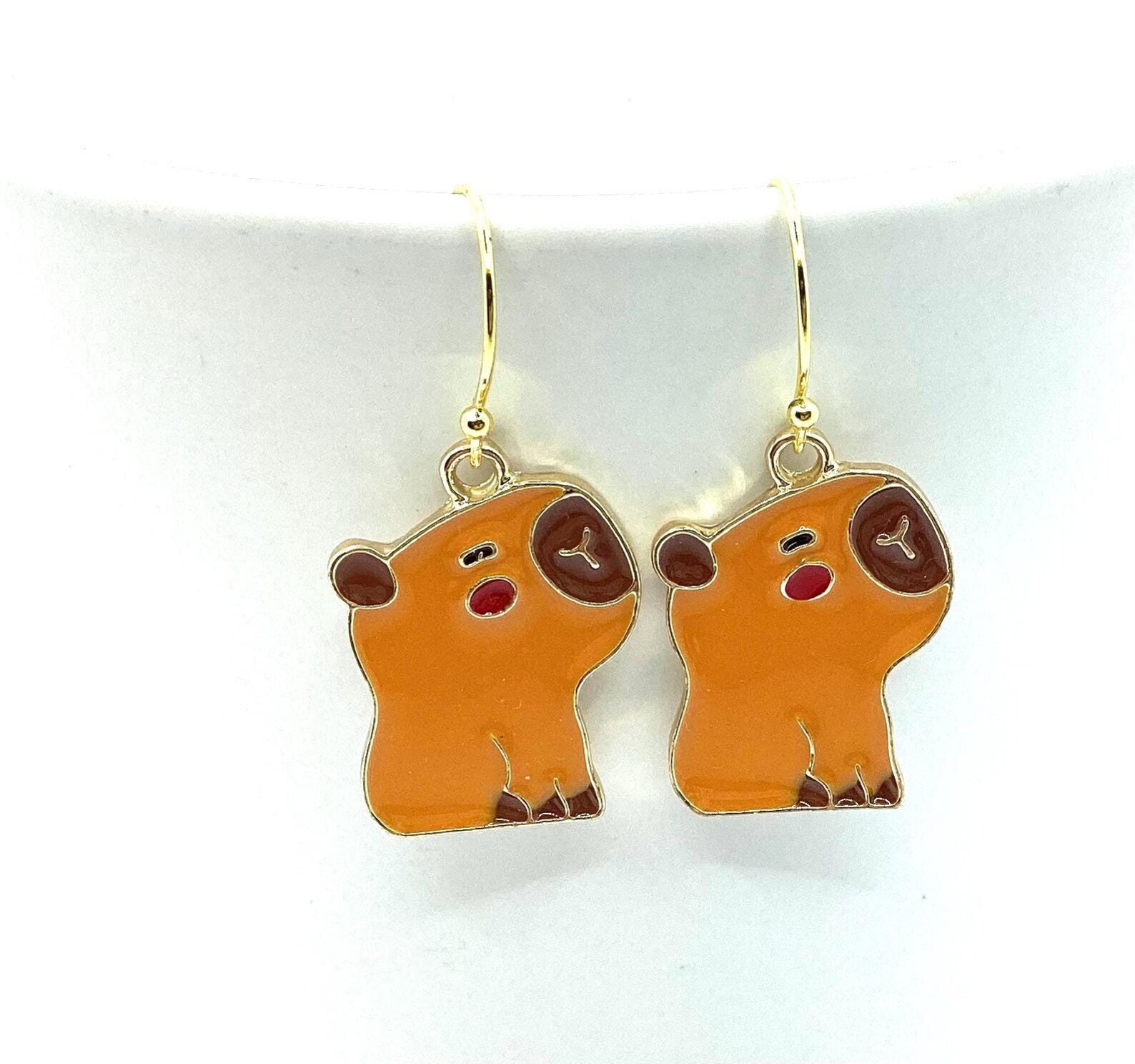 Capybara Jewelry, Capybara Earrings, Enamel Capybara Earrings, Gift for ...