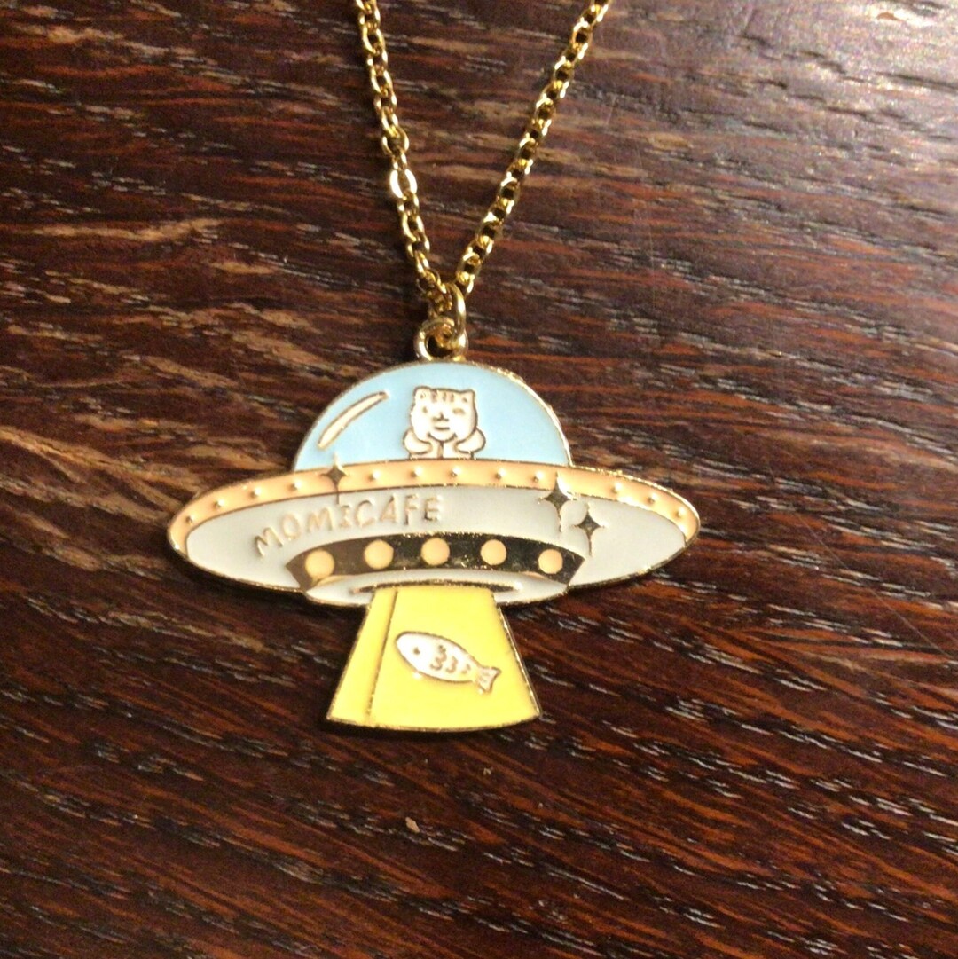 Cat Necklace, Cat Jewelry, Kawaii Cat Necklace, UFO Necklace, Fun Cat ...