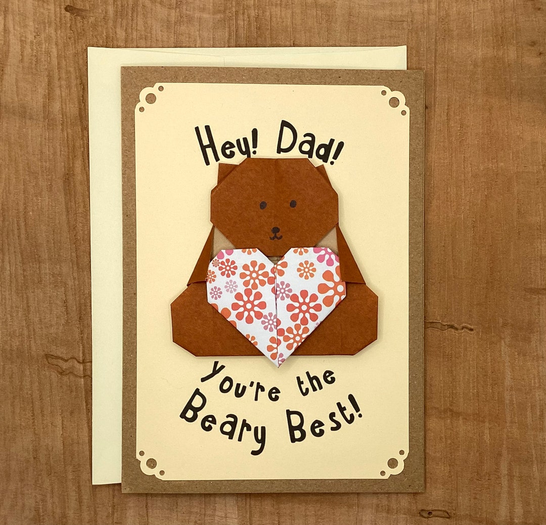 Father’s Day Card, Origami Bear Father’s Day Card, Sweet Father’s Day ...