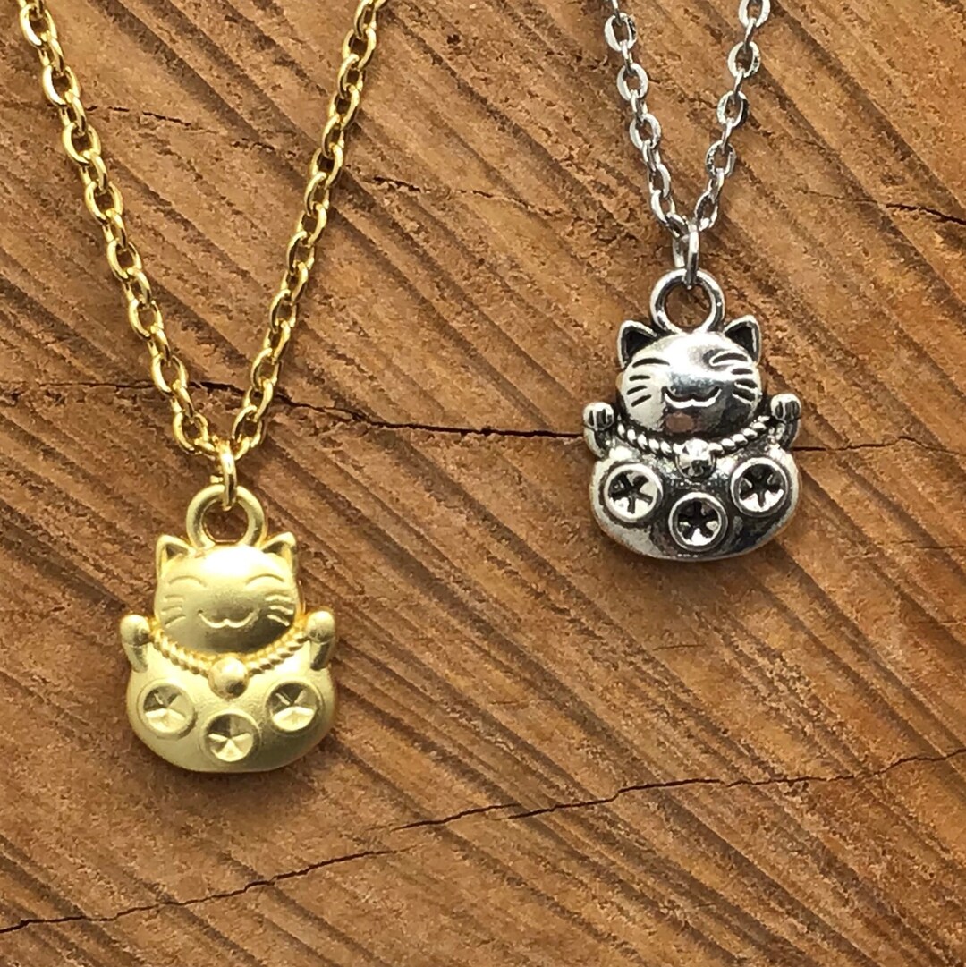 Maneki Neko Necklace, Lucky Cat Necklace, Fortune Cat Necklace, Cat ...