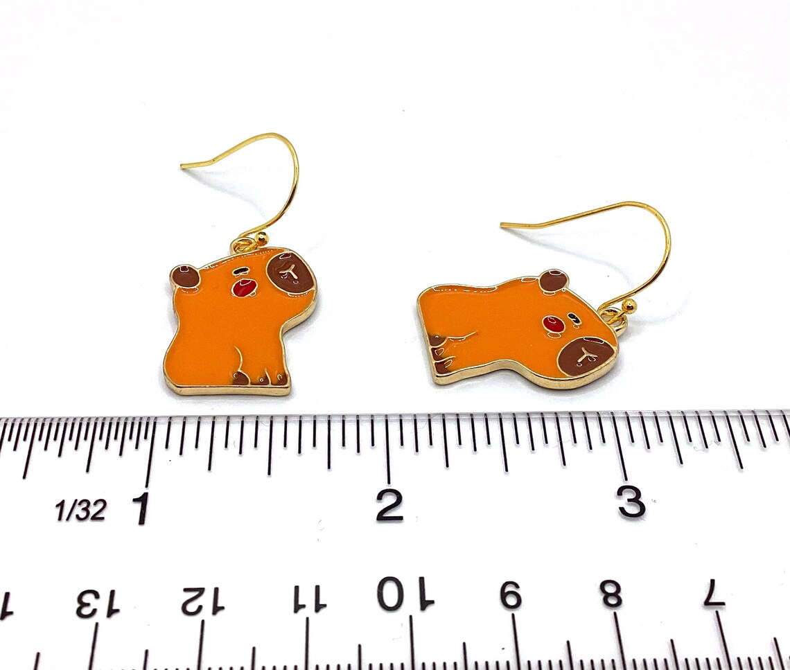 Capybara Jewelry, Capybara Earrings, Enamel Capybara Earrings, Gift for ...