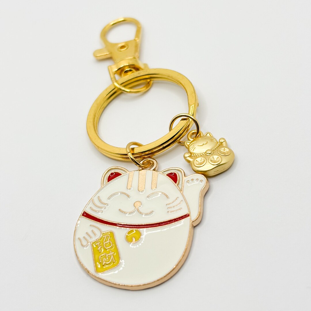 Lucky Cat Bag Charm, Maneki Neko Bag Charm, Fortune Kitty Keychain ...