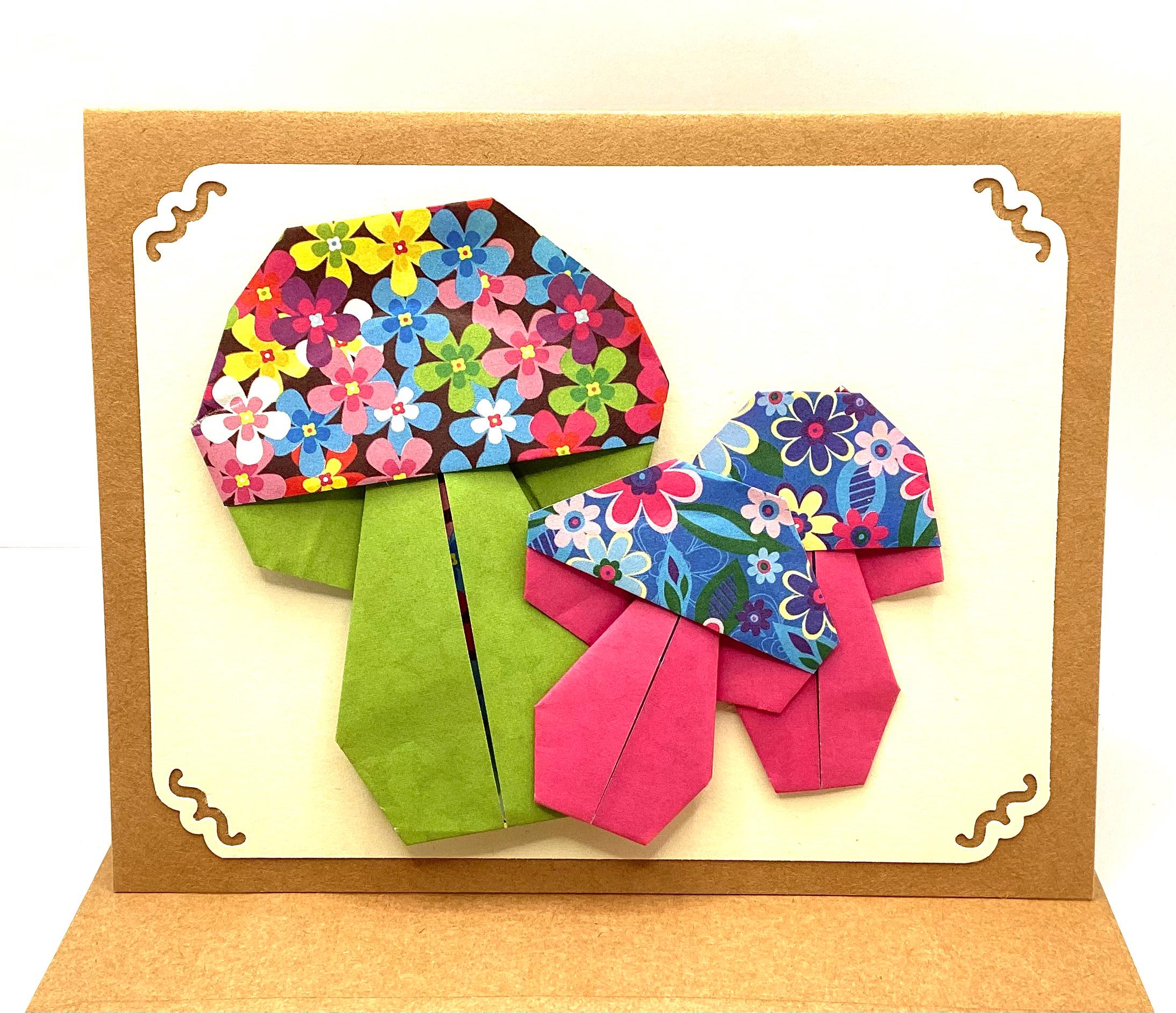Mushroom Notecard Set, 4 Handmade Origami Mushroom Notecards - Etsy