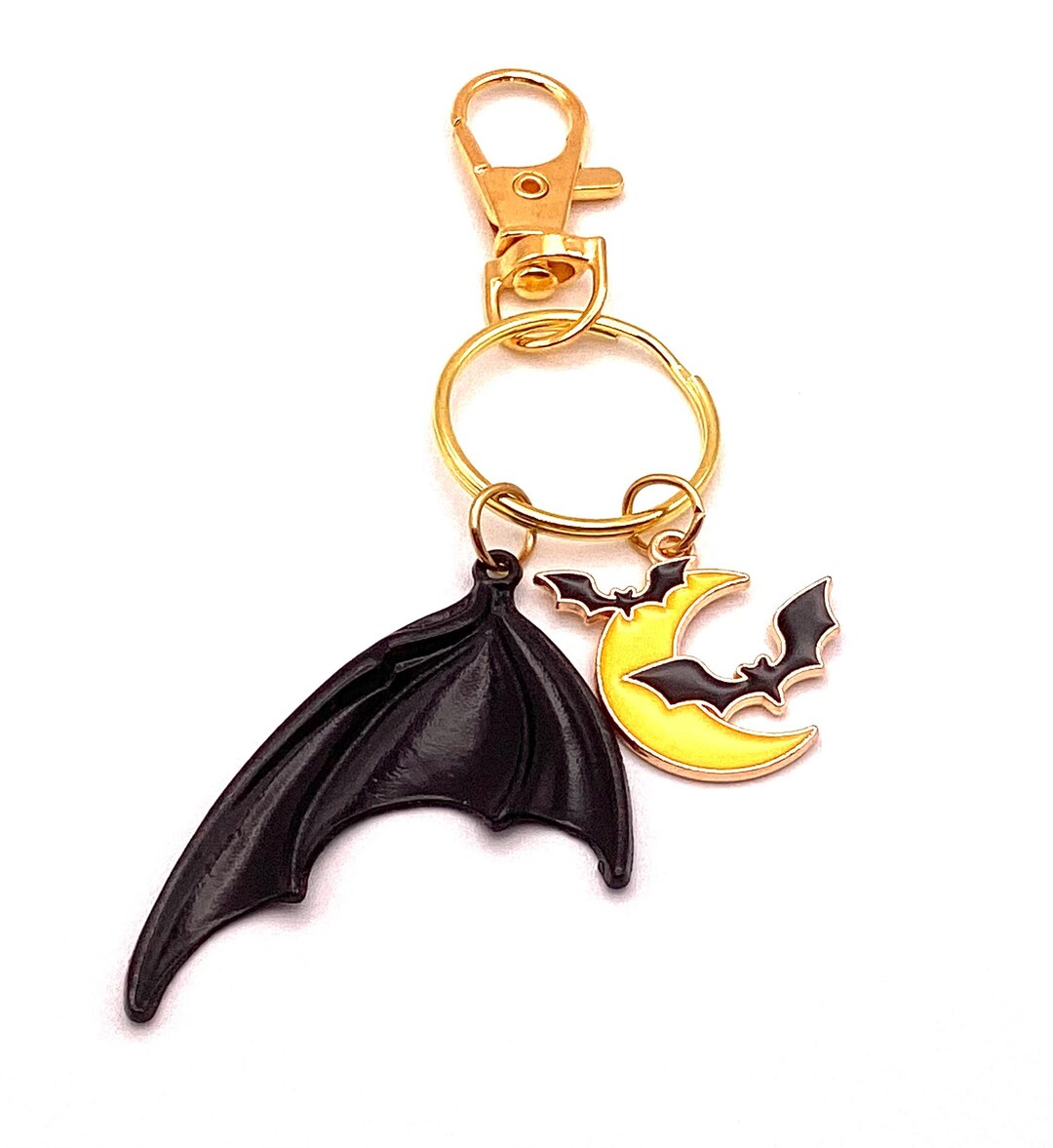 Bat Wing Keychain, Bat Wing Bag Charm, Bat Bag Charm, Bat and Moon Bag ...