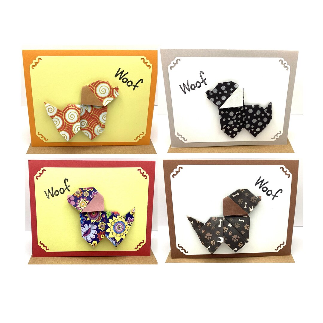 Dog Note Card, Dog Note Card Set, Handmade Note Cards, Origami Note ...