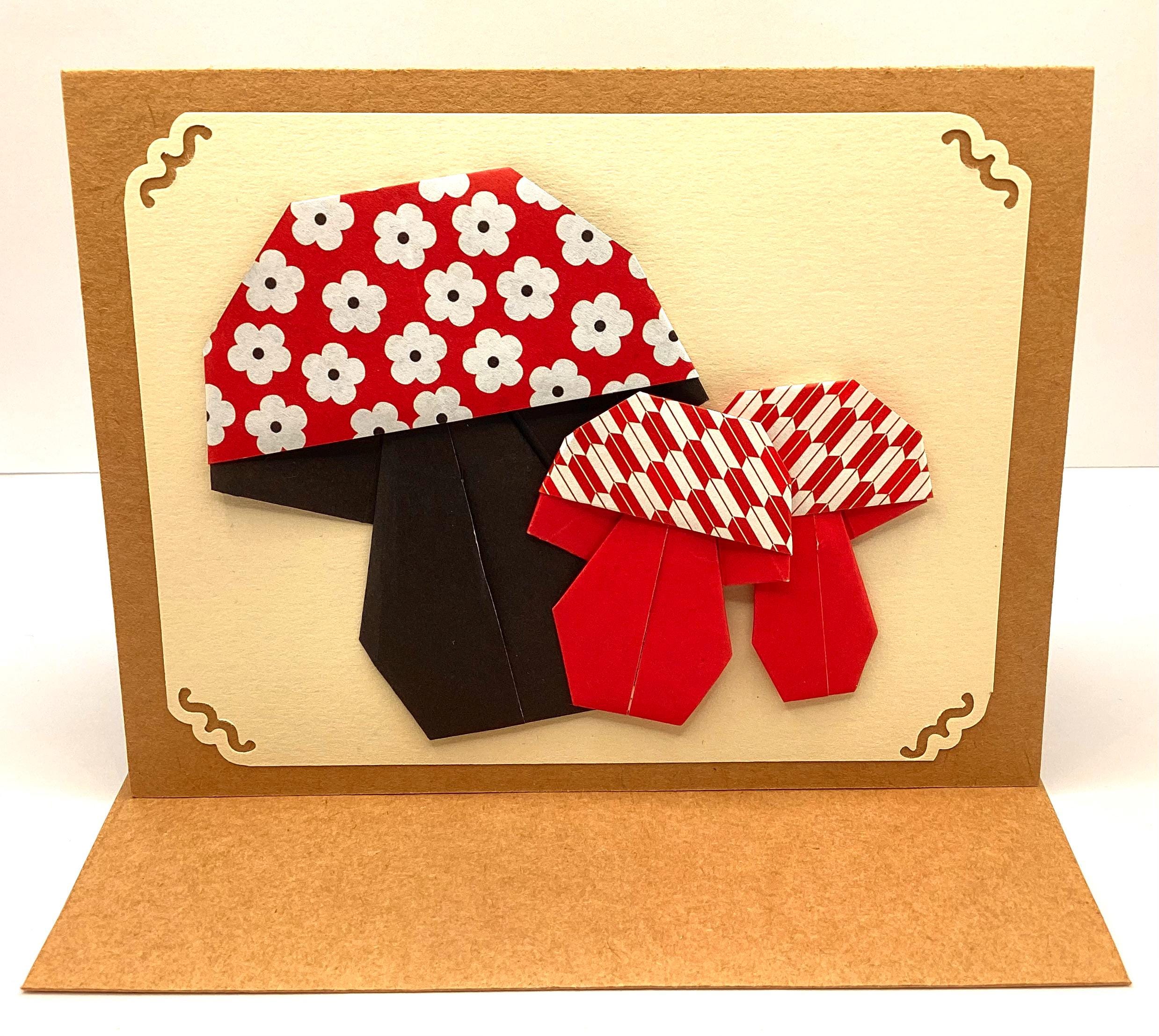 Mushroom Notecard Set, 4 Handmade Origami Mushroom Notecards - Etsy