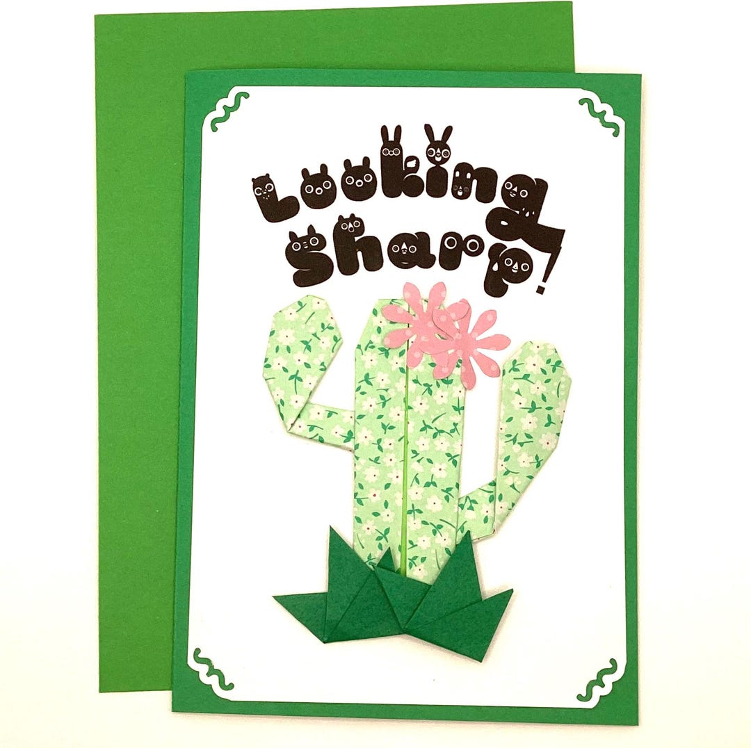 Origami Cactus Congratulations Card: Handmade Friend Card - Etsy