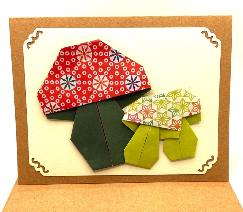 Mushroom Notecard Set, 4 Handmade Origami Mushroom Notecards - Etsy